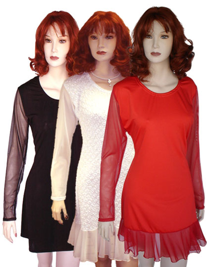 Lace Dress With Mesh Long Sleeves: Drag-Queen Clothing, Shoes, Hosiery ...